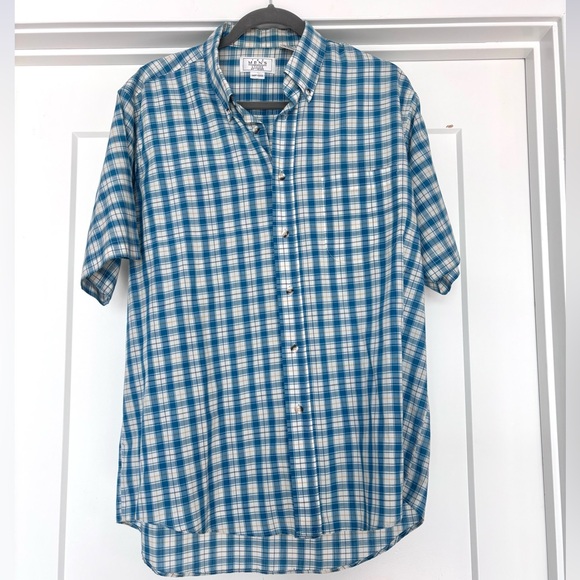 Sears | Shirts | Vintage Mens Store At Sears Tealwhite Plaid Short ...